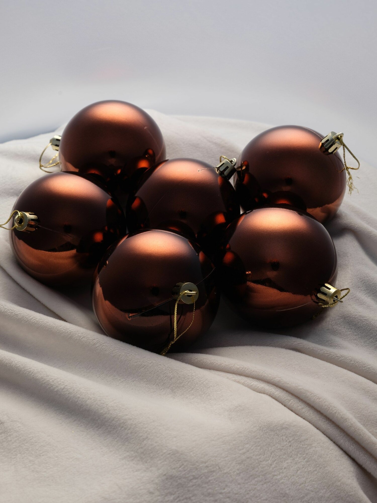 Шар на елку 10см, набор шаров 6шт, новогодний шоколад глянцевый, Crystal Trees