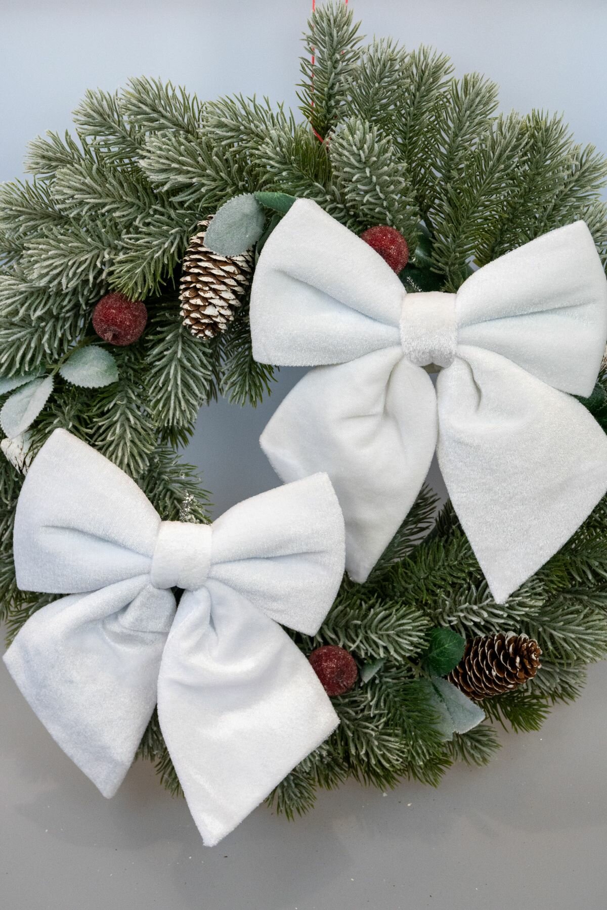 Белый велюровый бант на ёлку 2 шт для фотозон украшение новогоднее из Pinterest для интерьера 21*26 см