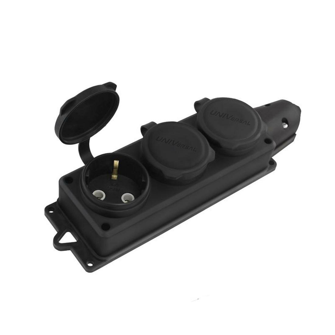 Колодка UNIVersal 496114 16 А черный 3 шт.