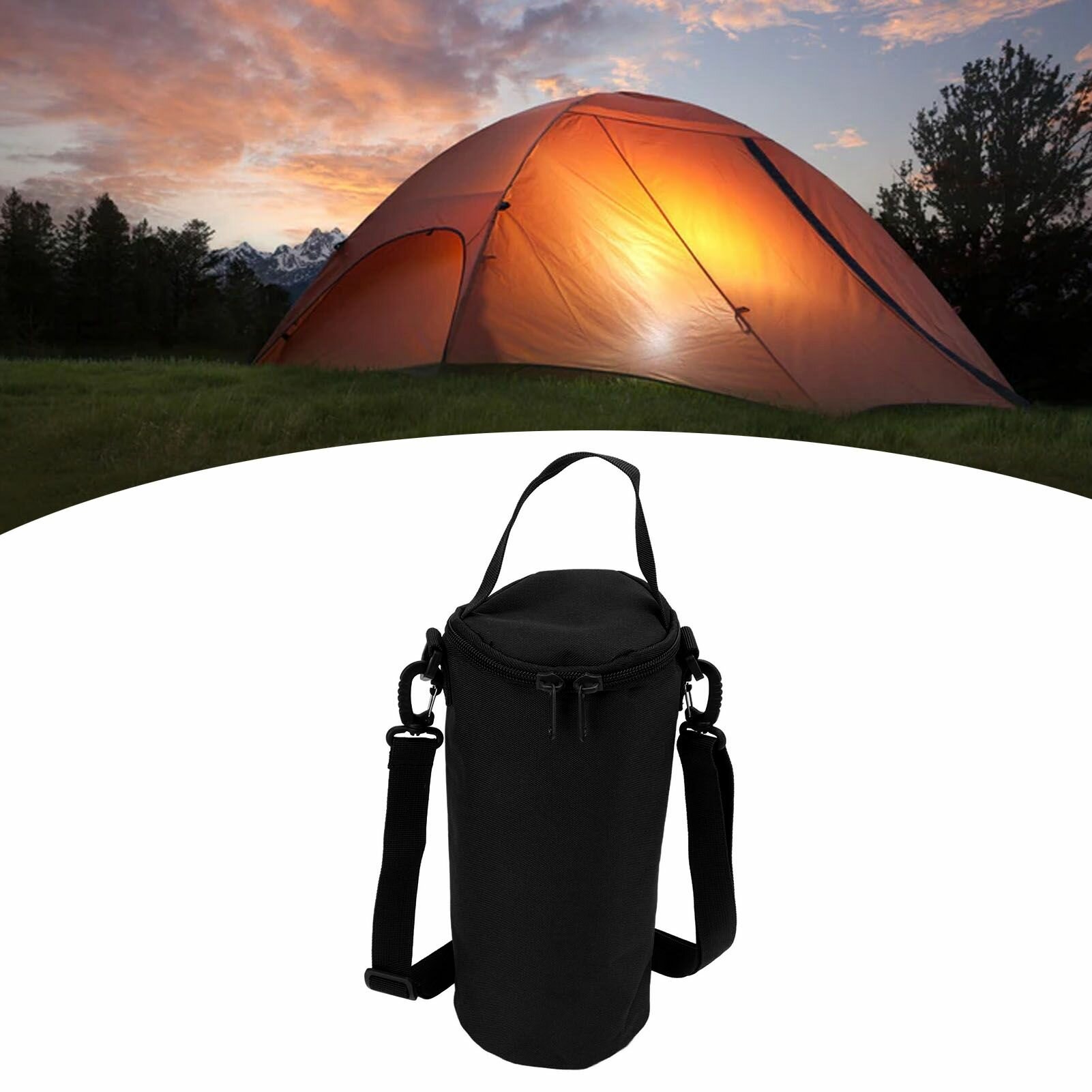 Сумка для хранения в кемпинге, сумка для хранения с двойной ручкой на молнии и плечевым ремнем для бензобаков, фонари для кемпинга, черные