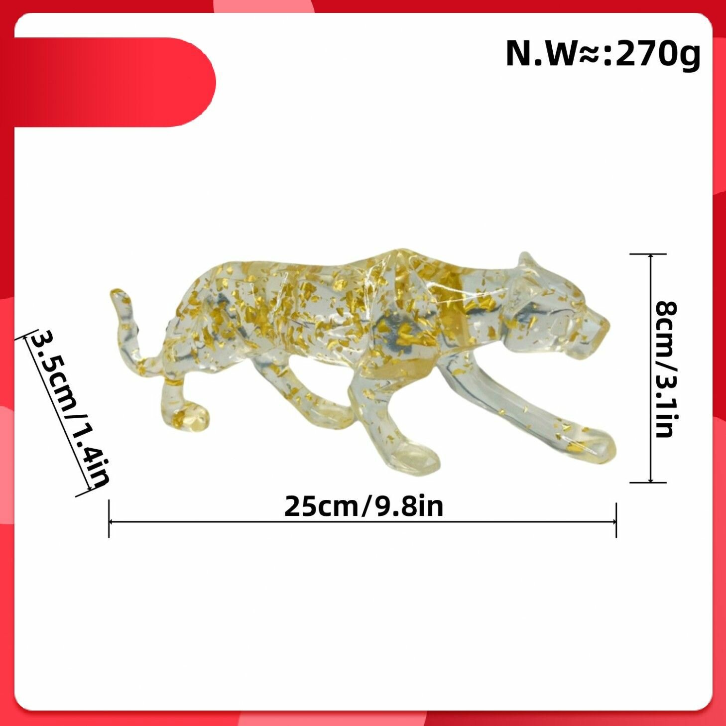 Эксклюзивный декор для домашнего интерьера, прозрачная геометрическая статуэтка леопарда CHUNZHIRAN, 25х3.5х8 см