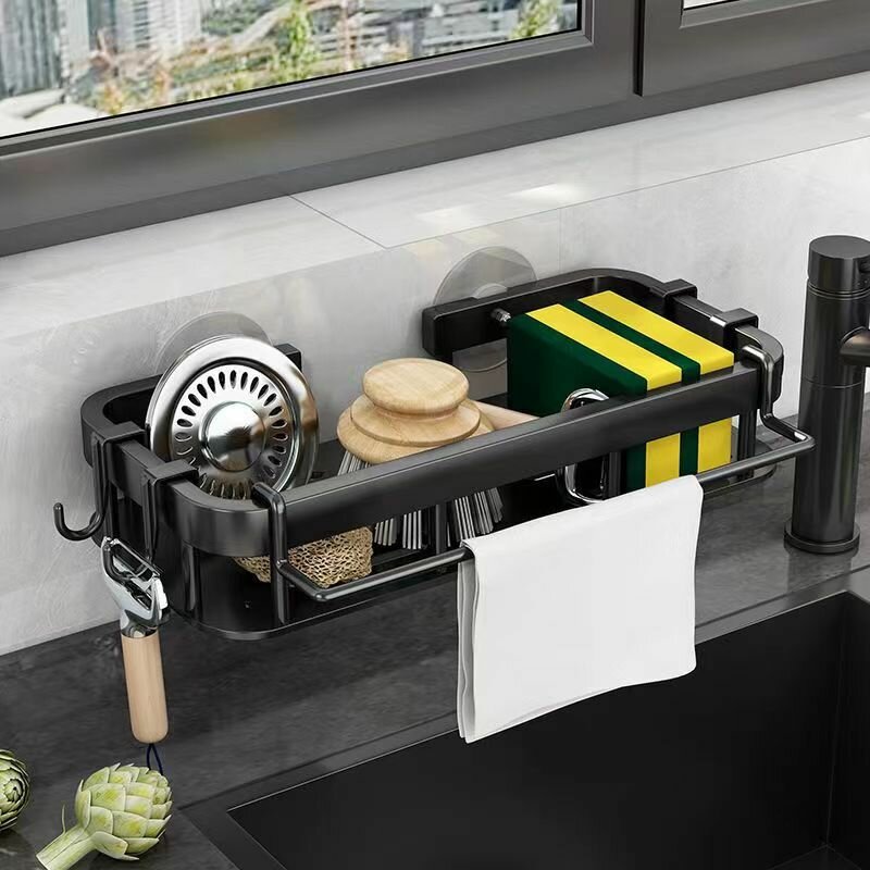 Стеллаж для тряпок Darling Class Kitchen Get Together, пластик, черный, 4 крючка