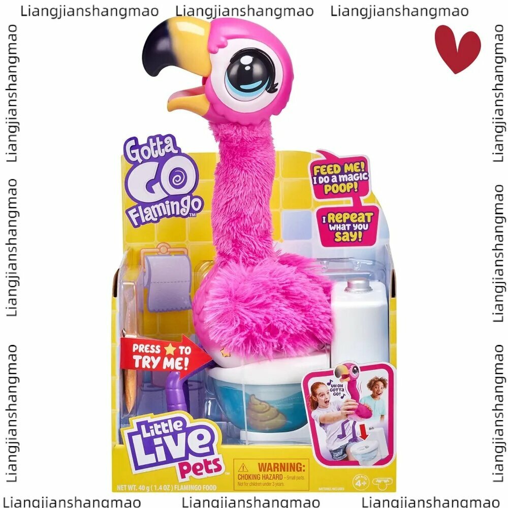 Xiaomi YouPin Эксклюзивная интерактивная игрушка Little Live Pets Gotta Go Flamingo, наделенная способностью петь, разговаривать, употреблять пищу и воспроизводить процесс пищеварения с забавными движениями