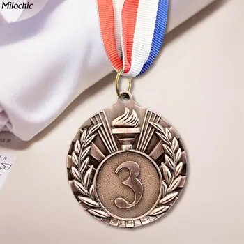 Цифровая конкурсная медаль "Факел", изысканная и красивая, долго хранится, легко надевается, 56x50x3 мм