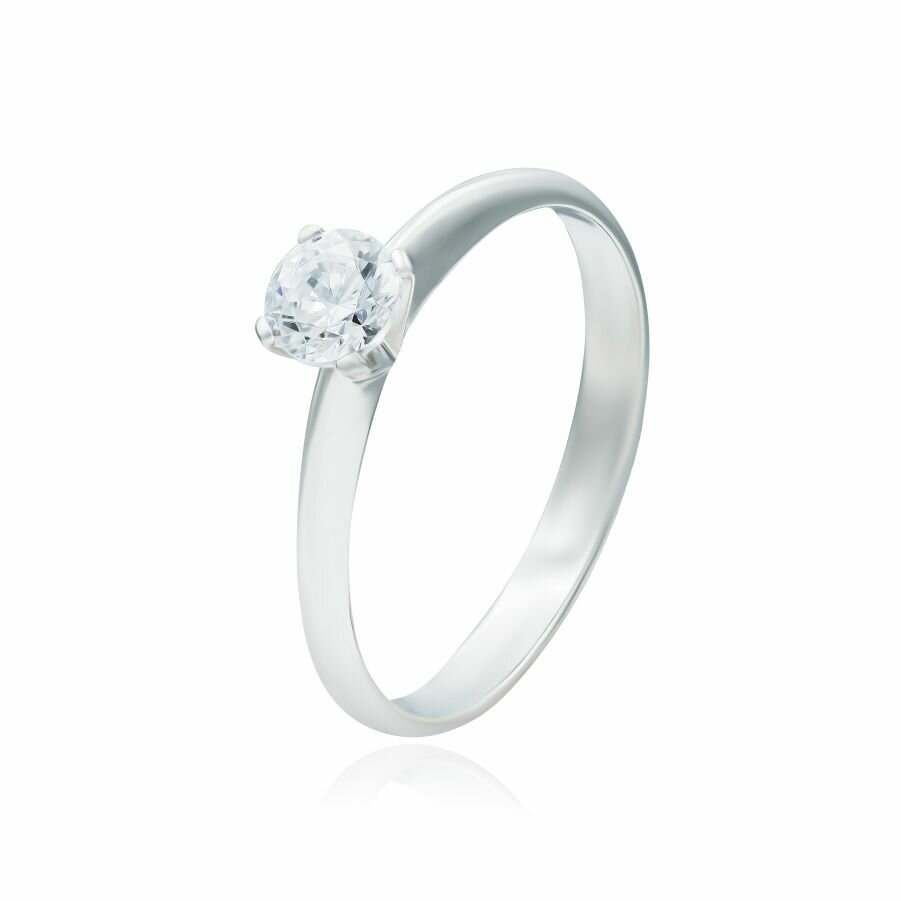 Кольцо помолвочное, серебро, 925 проба, родирование, фианит