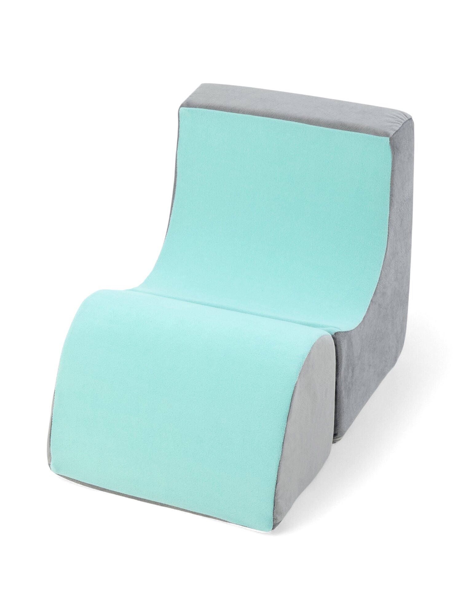 Детское кресло Кипрей "Куб" , флис, без подлокотников, серое-мятное