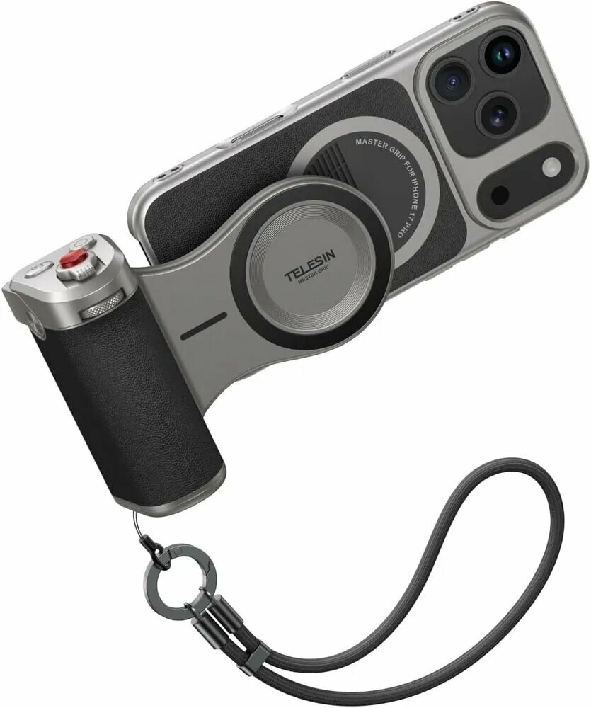 Комплект TELESIN Master Grip для iPhone 17 Pro, магнитный держатель камеры телефона, стандартный комплект с защитным чехлом из графена (беспроводная зарядка не входит в комплект)