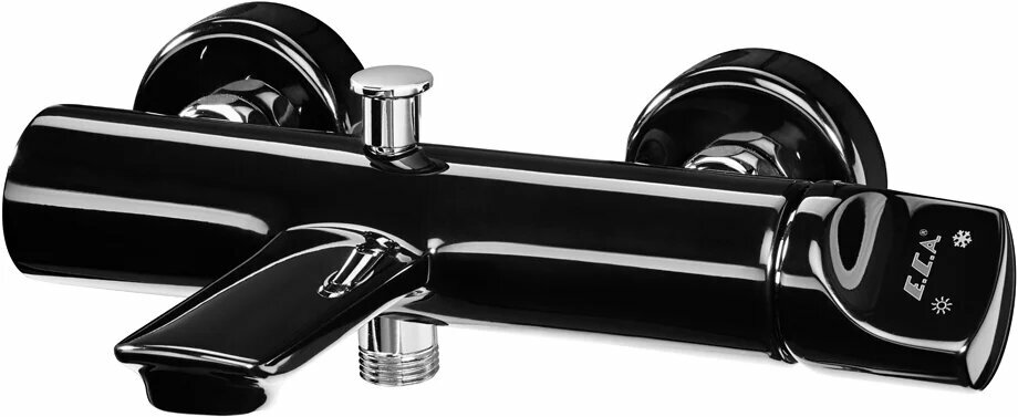 Смеситель для ванны с душем E.C.A. Myra 104502470EX настенный, однорычажный, черный, глянцевый, латунный, без лейки, с керамическим картриджем