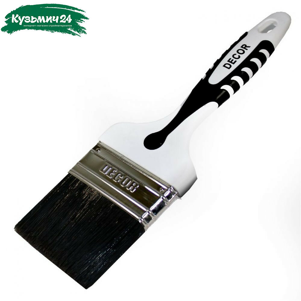 Кисть Black White для грунта 25х15мм, черная щетина, 2К ручка 840-025, 2 шт.