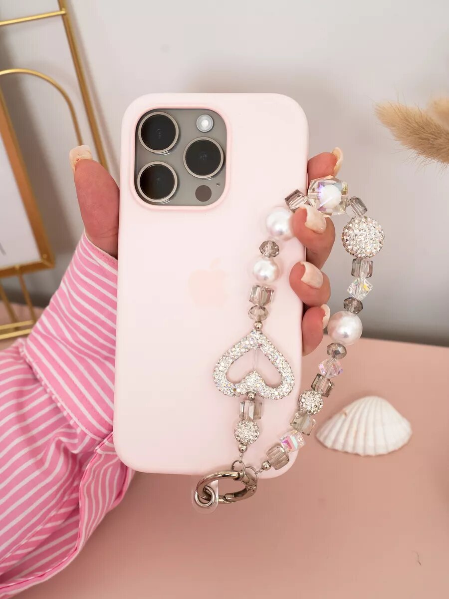 Шнурок-брелок О'кейси, для телефона, на шею, пластик, бесцветный, белый, перламутровый