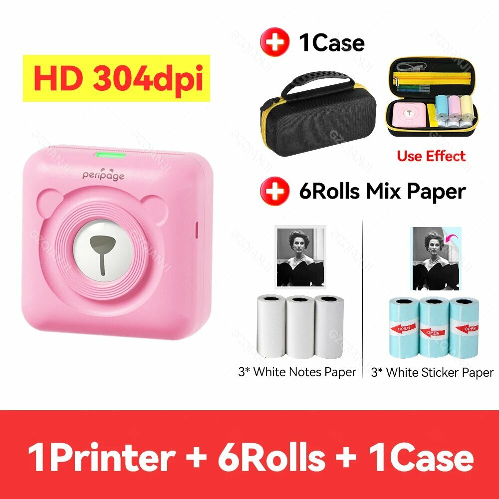 Мини-принтер Peripage A6 желто-фиолетовый Розовый, PK 1Case 3WH3STK