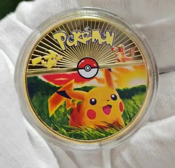 Позолоченные памятные монеты из аниме «Покемон», памятные монеты по играм, золотые монеты «Пикачу», «Мьюту», «Чаризард», игровые коллекционные предметы, детские подарки.