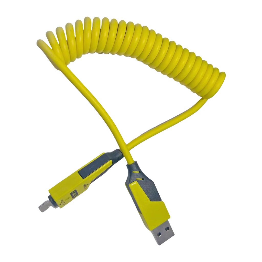 Пружинящий выдвижной кабель для зарядки "четыре в одном" -желтый