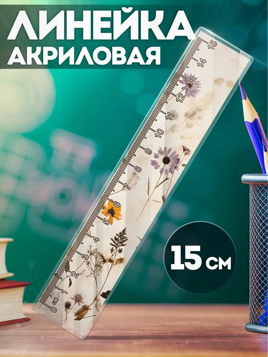Канцелярия для школы линейка 15 см цветы гербарий pinterest