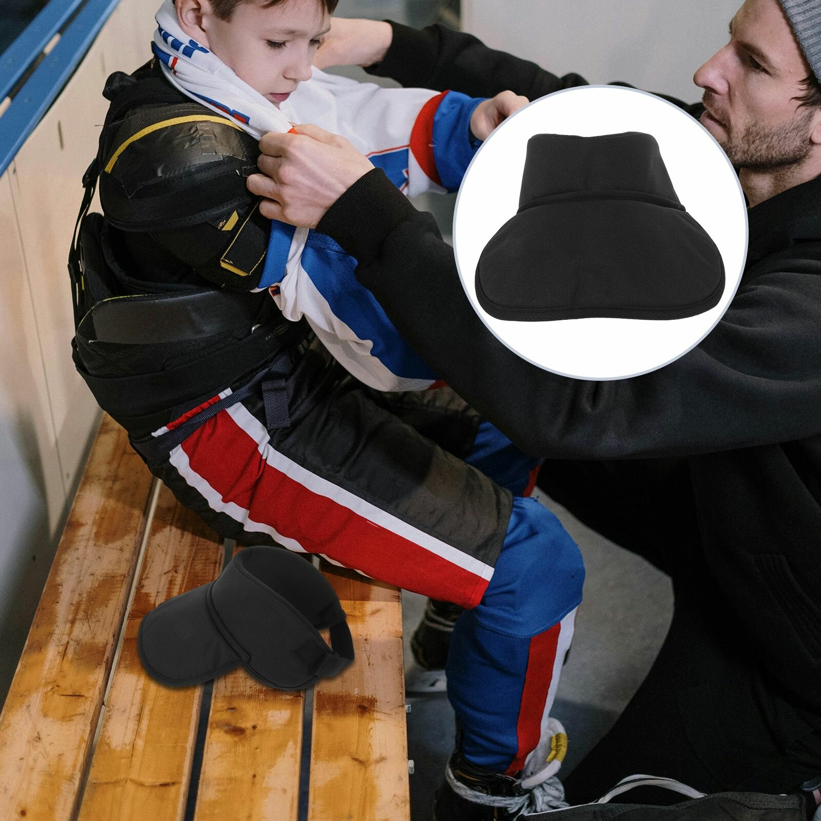 Детский хоккейный защитный воротник для шеи из поролона и ткани для зимних тренировок