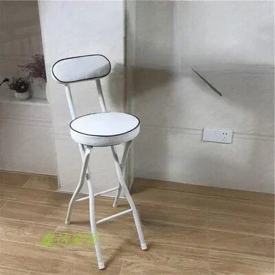 Современный складной барный стул со спинкой, портативный стульчик для Белый, Height 65cm white