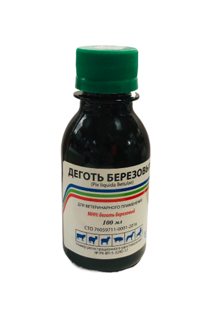 Деготь березовый средство от паразитов для животных 100мл