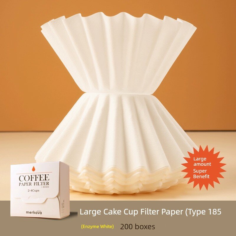 Большая кофейная фильтровальная бумага 185 мм, цвет Enzyme White, 200 листов в коробке для фильтрации