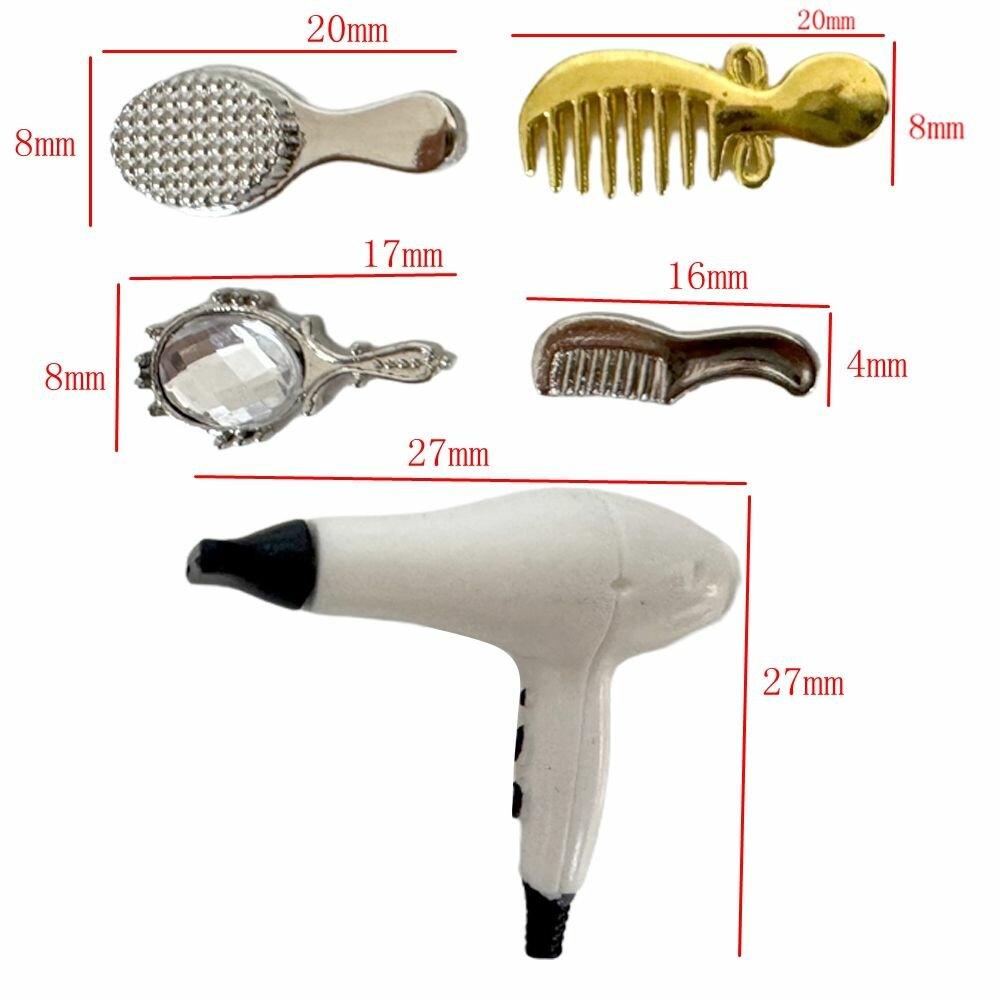 1 Набор миниатюрных аксессуаров для куклы Барби "Фен, расческа, зеркальце"