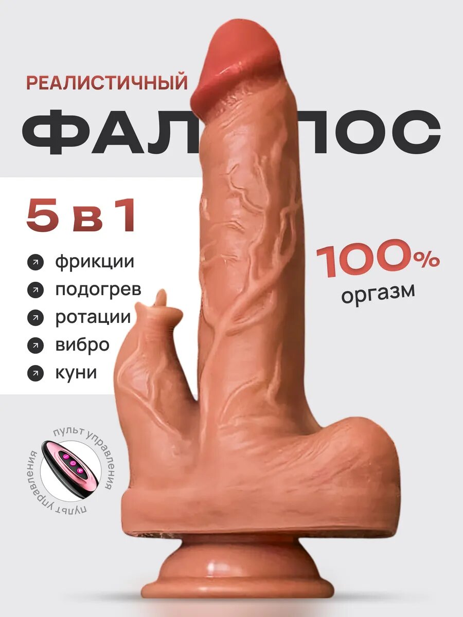 Вибратор дилдо реалистичный с фрикциями и подогревом, с пультом управления 18+