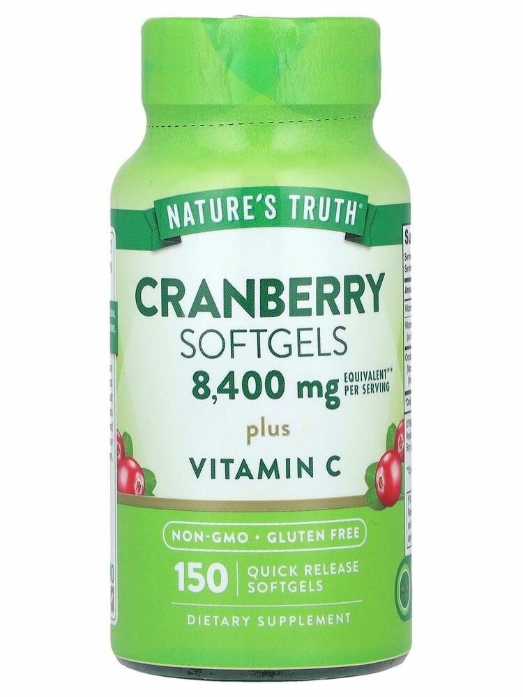 Капсулы с клюквой и витамином C, 150 капсул быстрого высвобождения, Nature's Truth