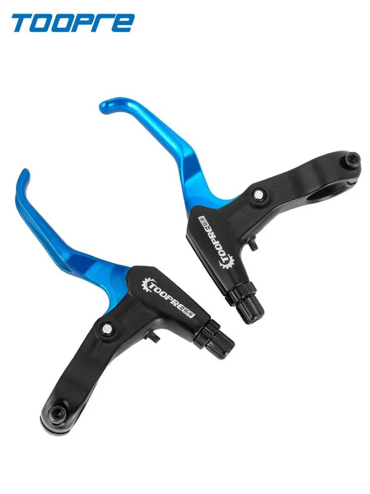 Тормозные ручки Алюминиевый сплав TOOPRE, трехпальцевые, Ультралегкий горный велосипед, 2 штуки (1 пары), синий