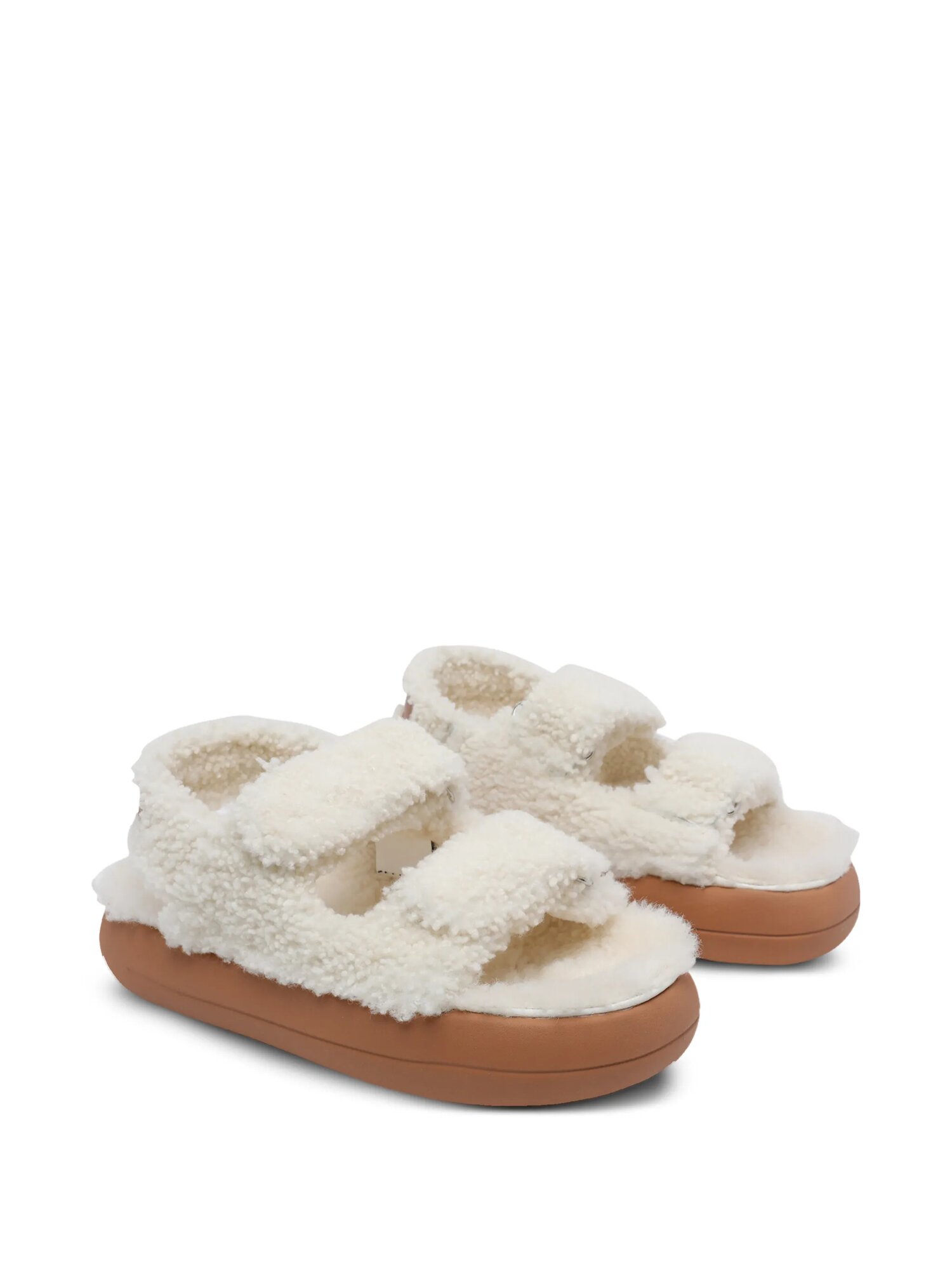 Босоножки MOON BOOT Shearling platform sandals, размер 37 EU, white — фото 1