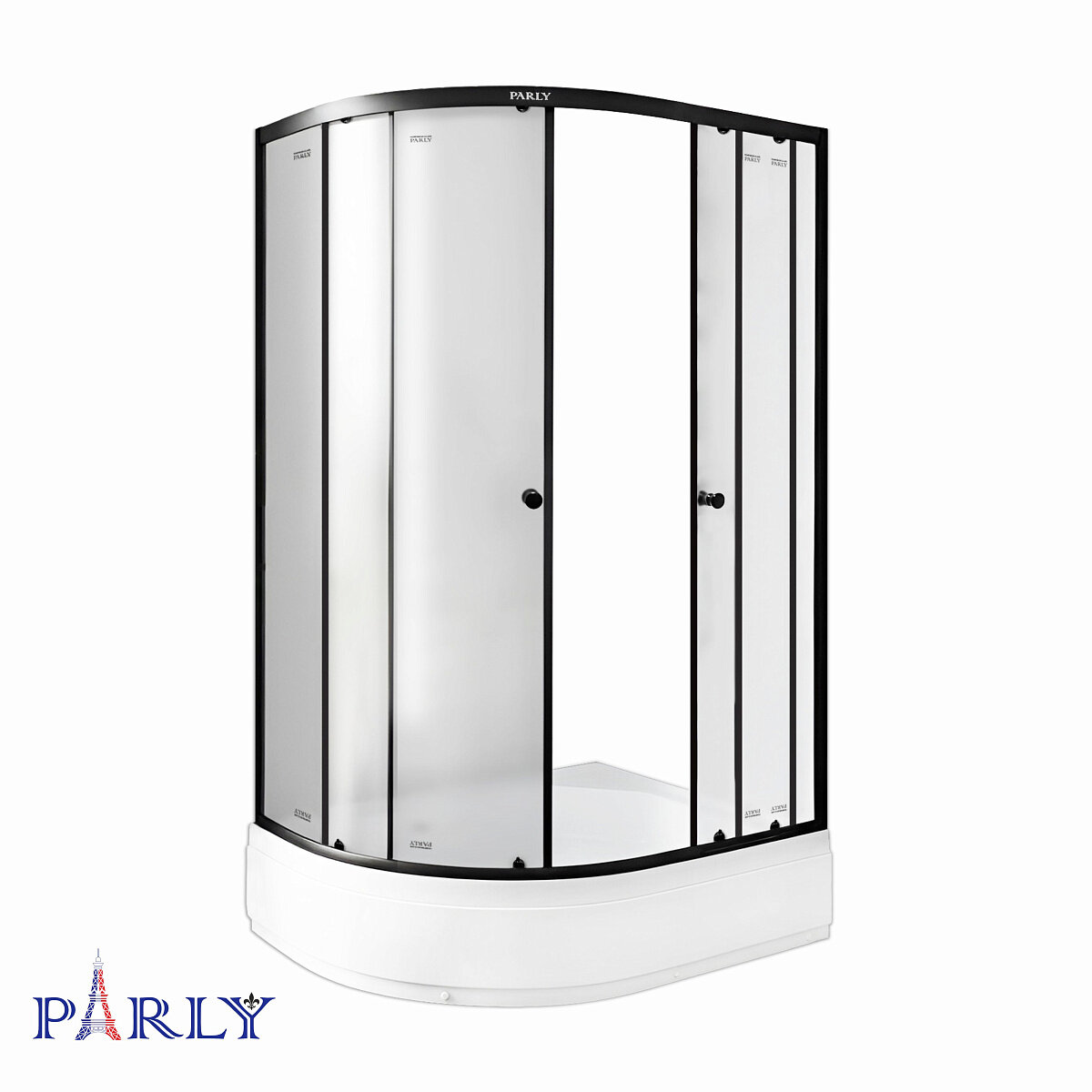Душевой уголок Parly ZFM1201B R 120x80 профиль черный матовый/стекло матовое, правостороний