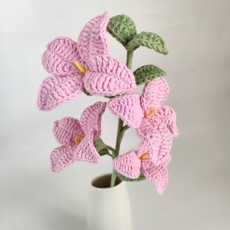 Вязаный букет из четырех цветов Lianqiao, готовый ручной вязки, искусственный цветок, декор для гостиной, вязаный цветок