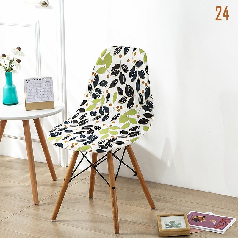 Чехол на стул тканевый с принтом для стула-ракушки, Эластичный, полиэстера,1 шт