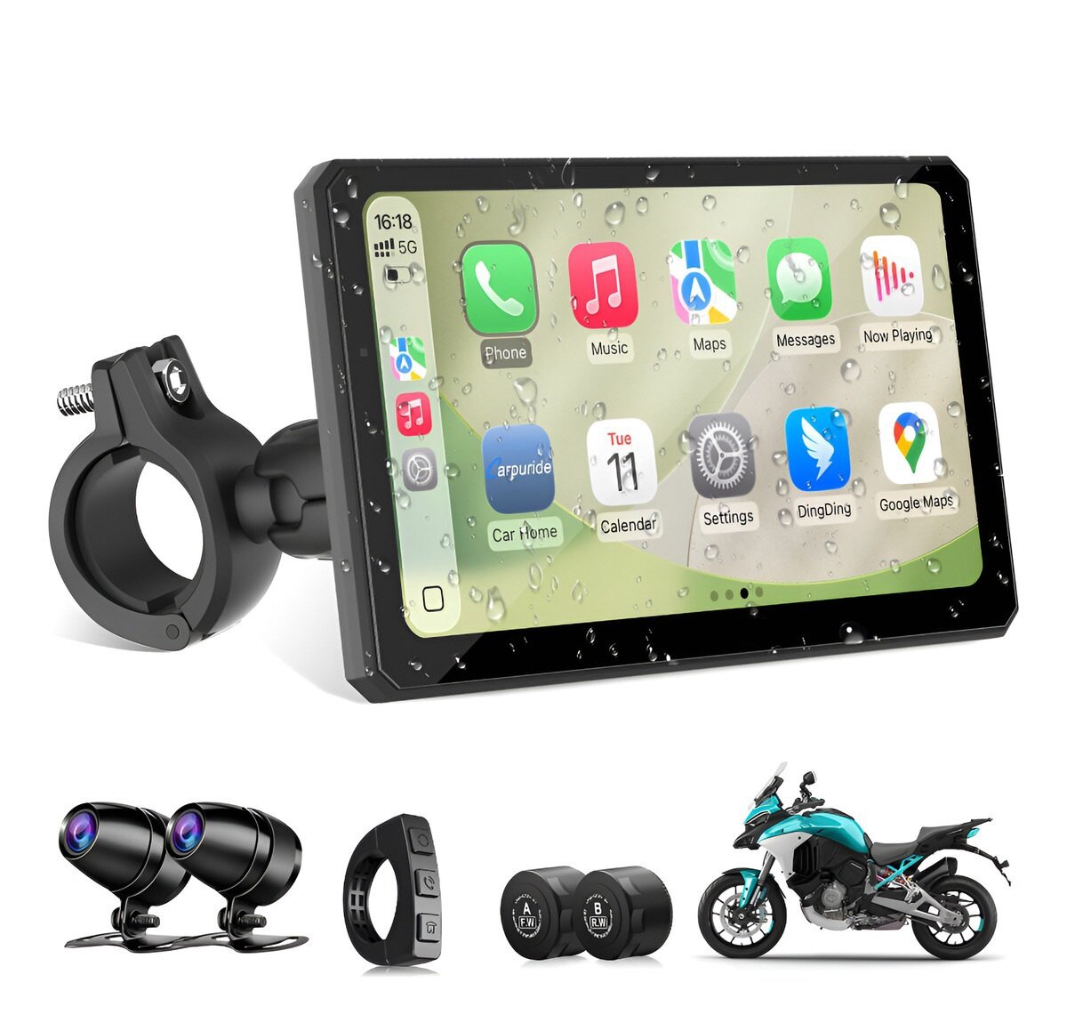 Мотоциклетный GPS-Навигатор Carpuride Moto, Android, Bluetooth, Wi-Fi