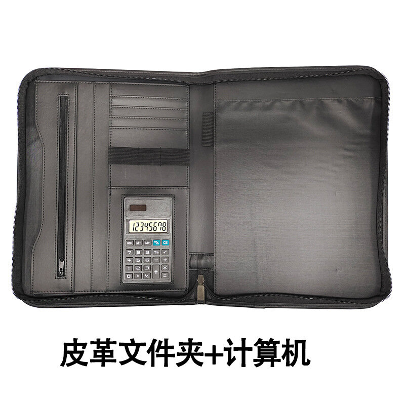 Папка для файлов A4 из PU кожи, папка для бизнес-менеджера с калькулятором, папка на молнии, офисные принадлежности, многофункциональная папка для файлов