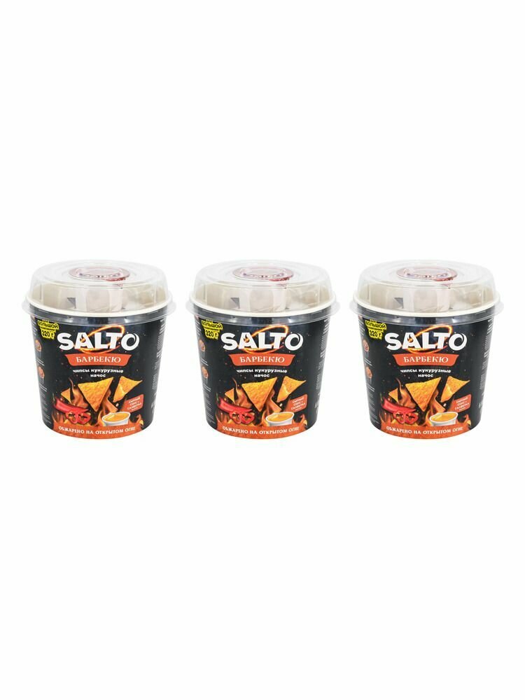 Salto Чипсы Кукурузные начос Барбекю с сырным соусом, 220 г, 3 шт /