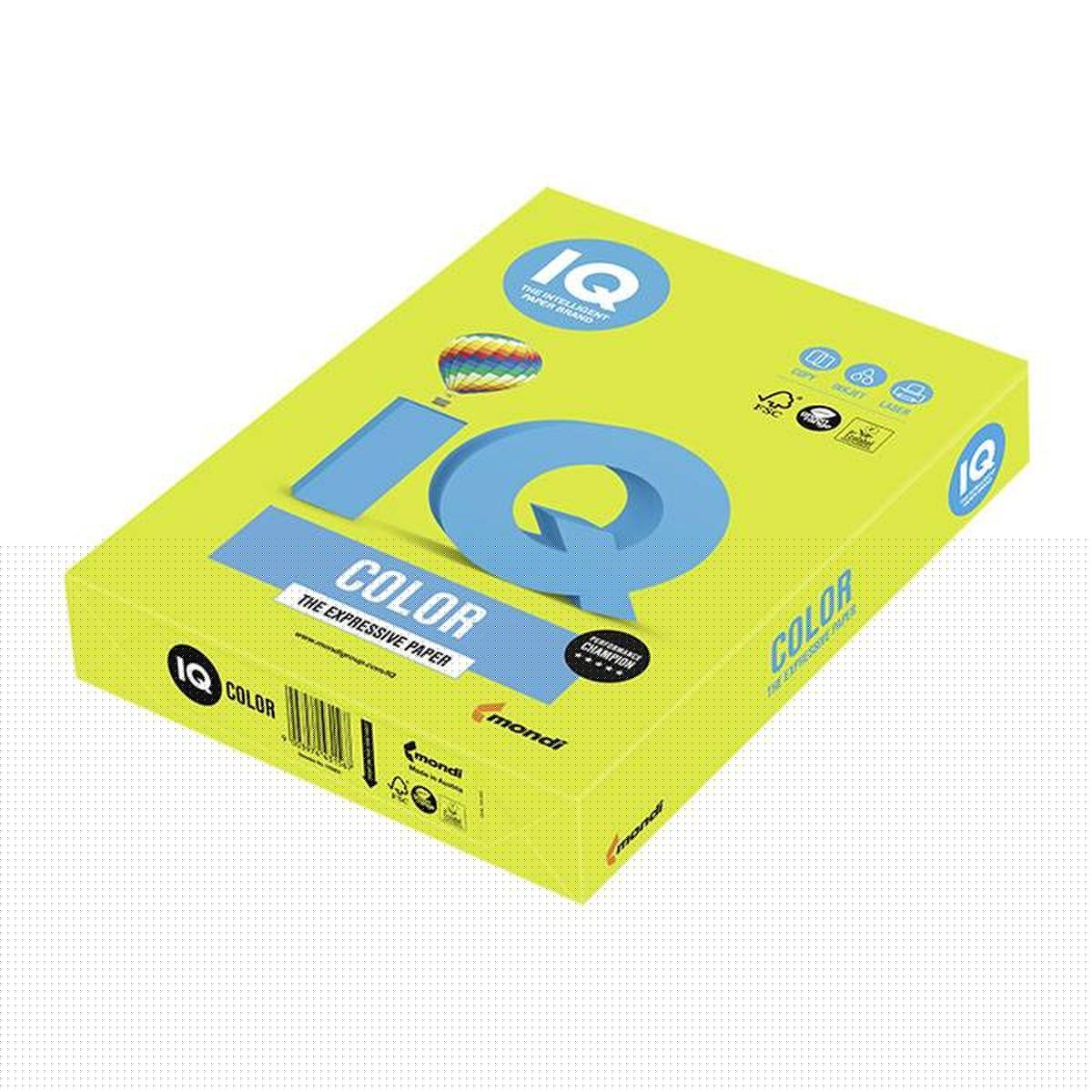 Бумага цветная А4 IQ Color, неон зеленая, 80 г/кв. м, 500 листов (NEOGN)