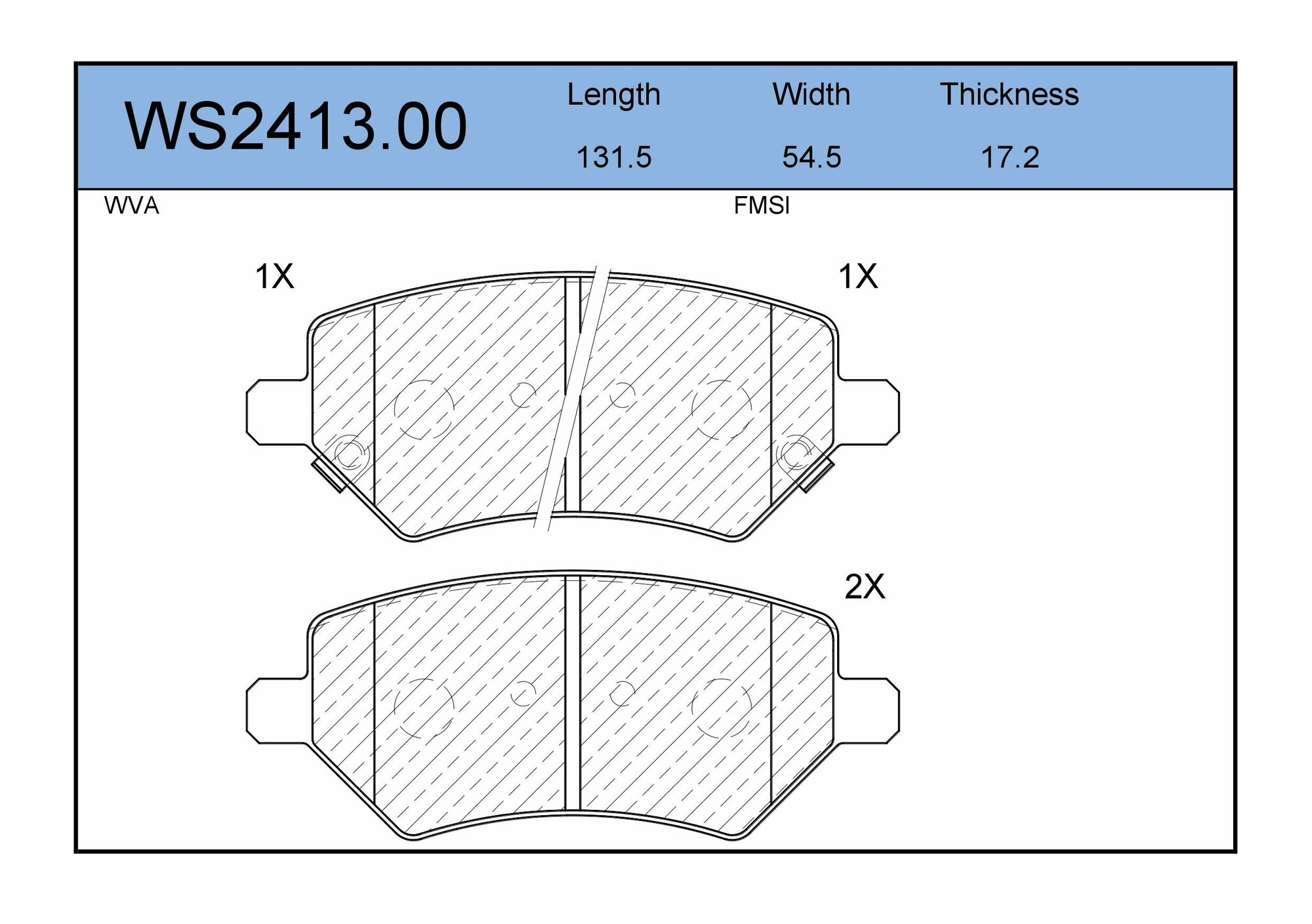 Колодки тормозные дисковые JEENICE WS2413.00