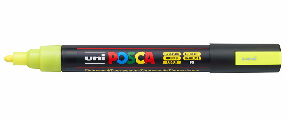 Маркер Uni POSCA PC-5M F2 флуоресцентно-желтый 1,8-2,5 мм пулевидный 1 шт