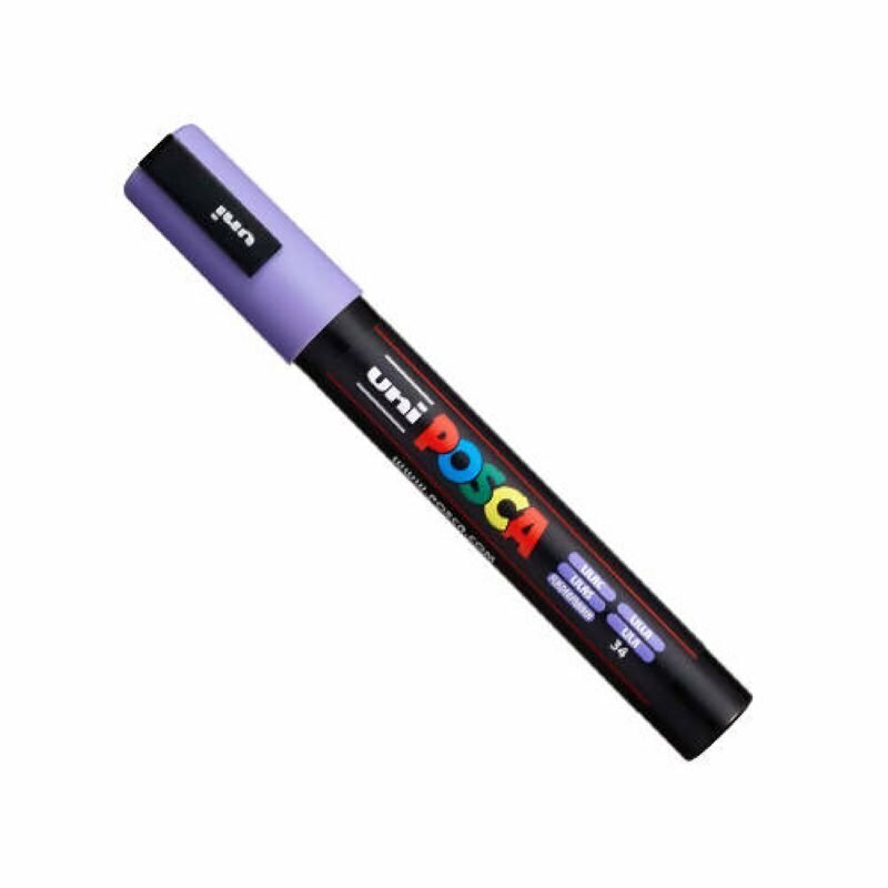 Маркер POSCA PC-5M, сиреневый, 1.8 - 2.5 мм, пулевидный наконечник(номер цвета 34)