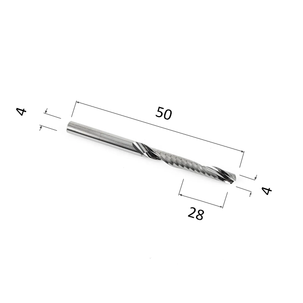 Фреза DJTOL N1LX428 спиральная однозаходная стружка вверх (по дереву, композиту (АКП), пластику)