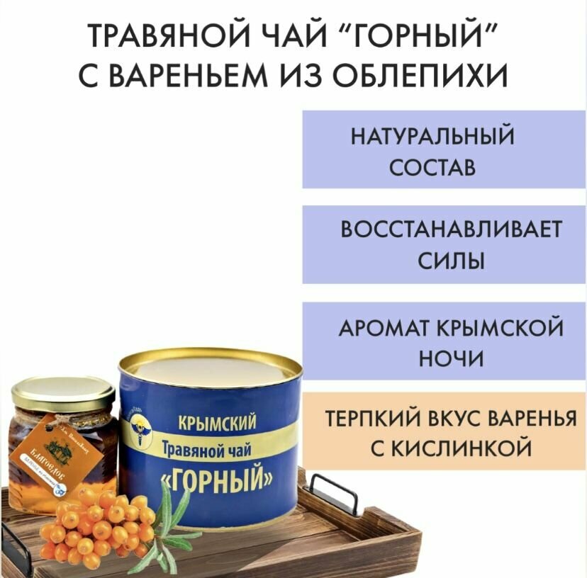 Листовой чай Горный с вареньем из облепихи - подарочный набор Благоедов
