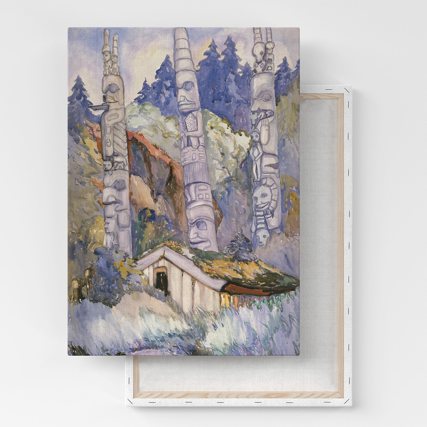 Картина на холсте, репродукция / Эмили Карр - Haida Totems, Cha-atl, Queen / Размер 80 x 106 см