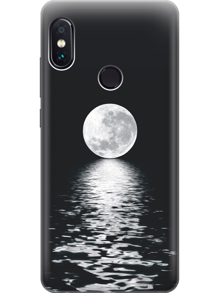 Силиконовый чехол на Xiaomi Redmi Note 5, Note 5 Pro, Сяоми Редми Ноут 5, Ноут 5 Про с принтом "Луна над морем"