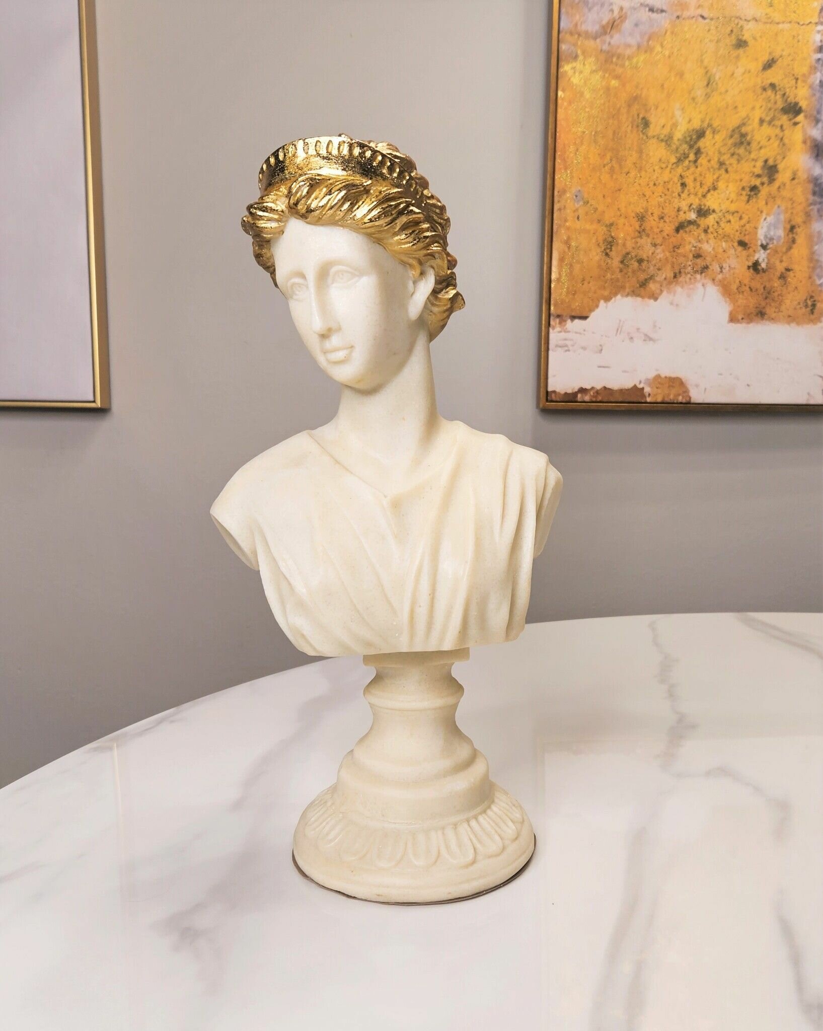 Статуэтка античная белая с золотом бюст скульптура голова Давида Figurine female Sotogrande