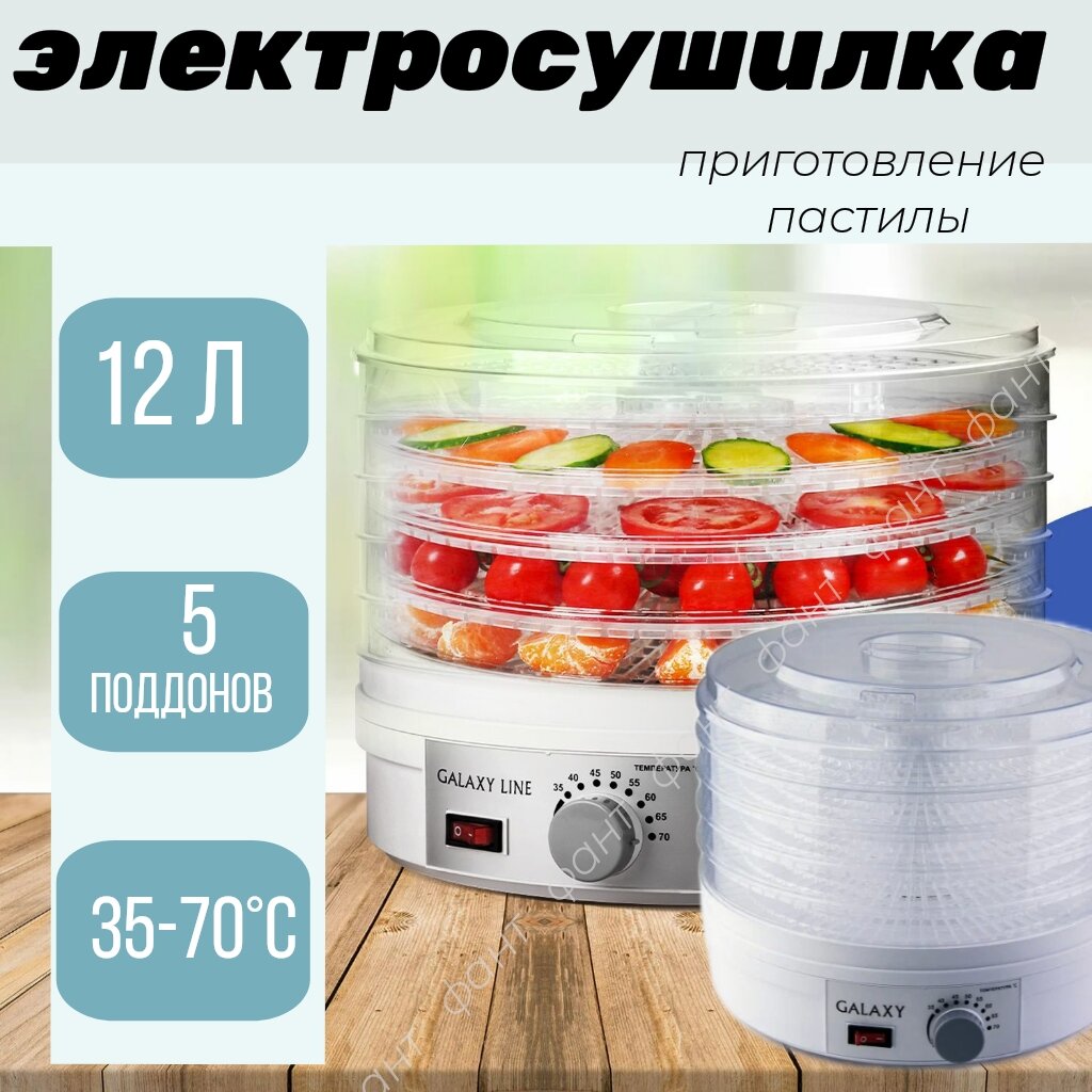 Сушилка для овощей и фруктов Galaxy GL-2631, 350Вт, 5 секций, приготовление пастилы (OL)