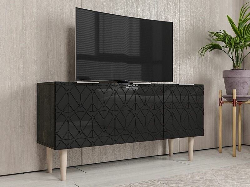 Комод для вещей "Йорк 4" 120х60х40, черный / черный глянец