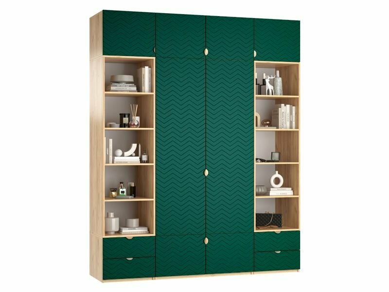 Шкаф распашной для одежды "Гринвич 8" 200х250х55 Дуб крафт золото / Лобелия