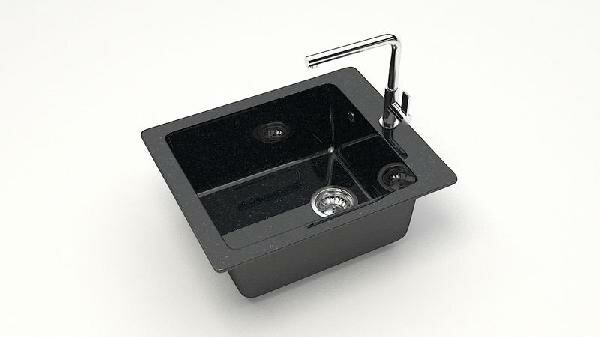 Мойка глян. Линди Z8Q4(черн.) 500х425x195 без сифона. Granit MARR BERGG