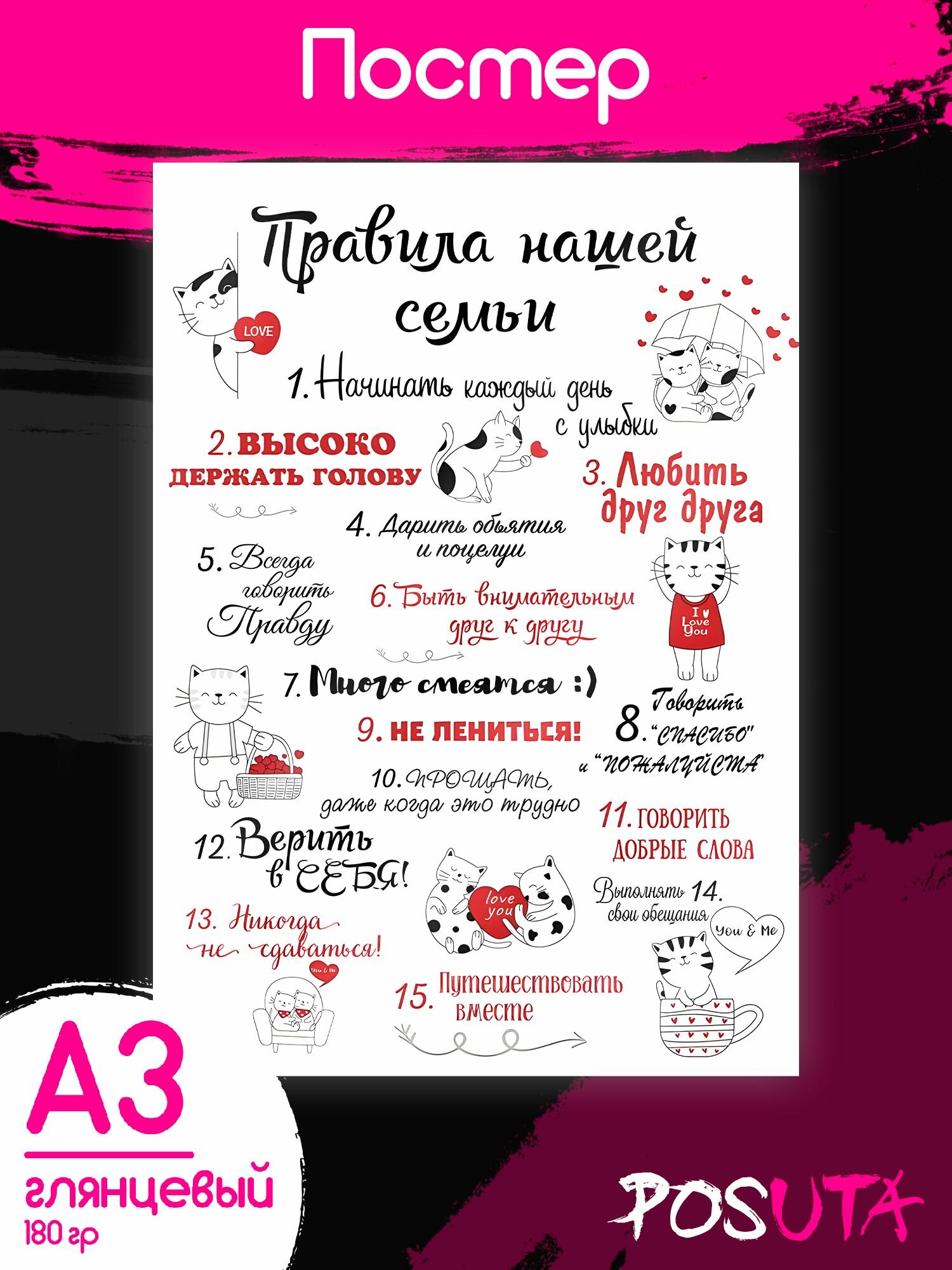 Постеры на стену Правила нашей семьи