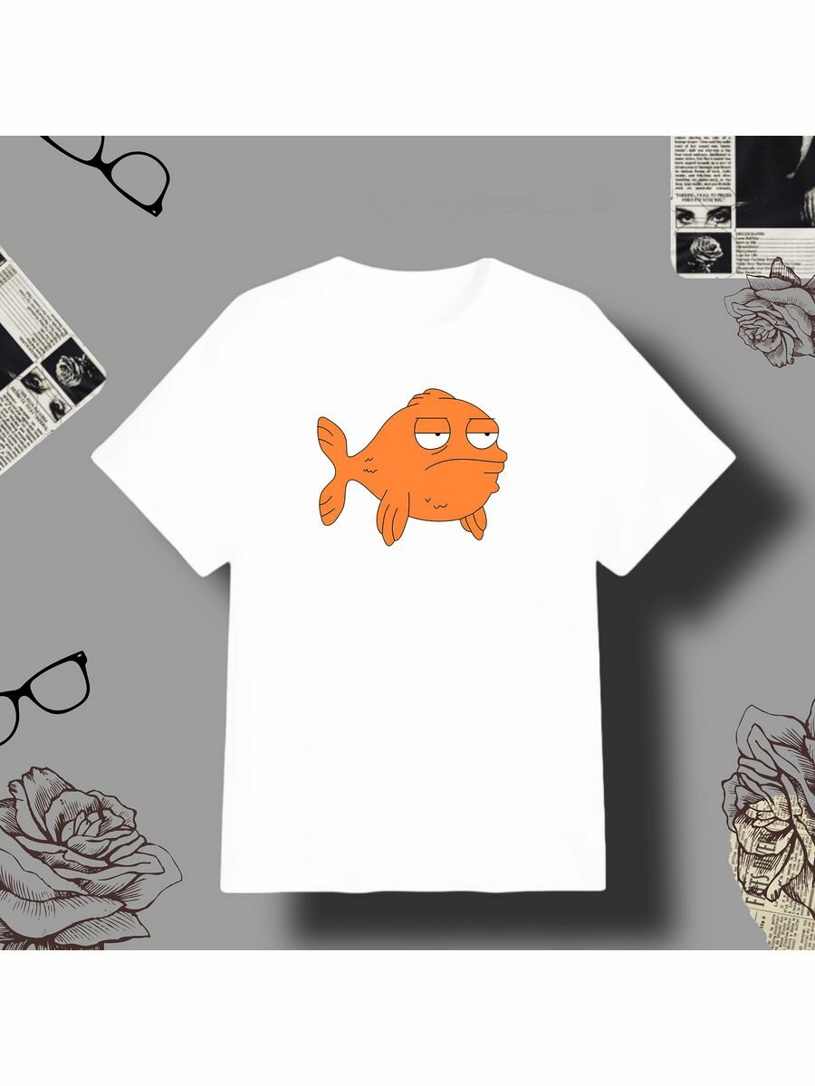 Футболка мультяшная рыбка fish рыбалка