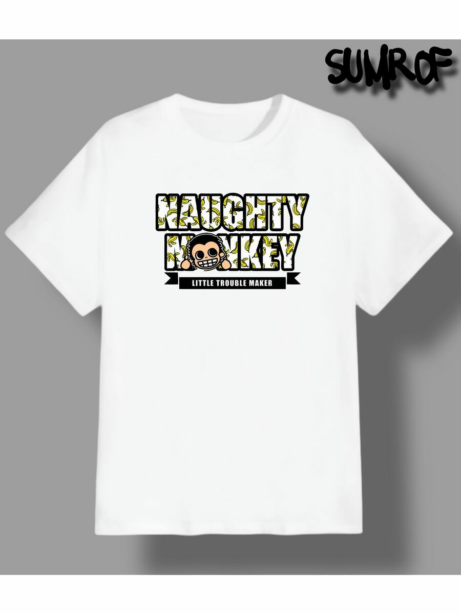 Футболка с надписью naughty monkey обезьяна