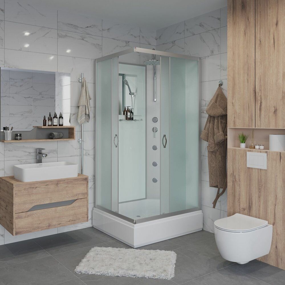 Душевая кабина Niagara NG-33974-14QBKTG (900х700х2100-2400) средний поддон (26см) стекло матовое 4 места